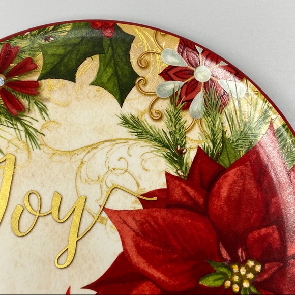 Certified International | Holiday | Joy Poinsettia Floral Print Plate 9 ...